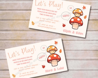 Editable Printable Contact Cards Playdate Girls Calling Cards Kids ...