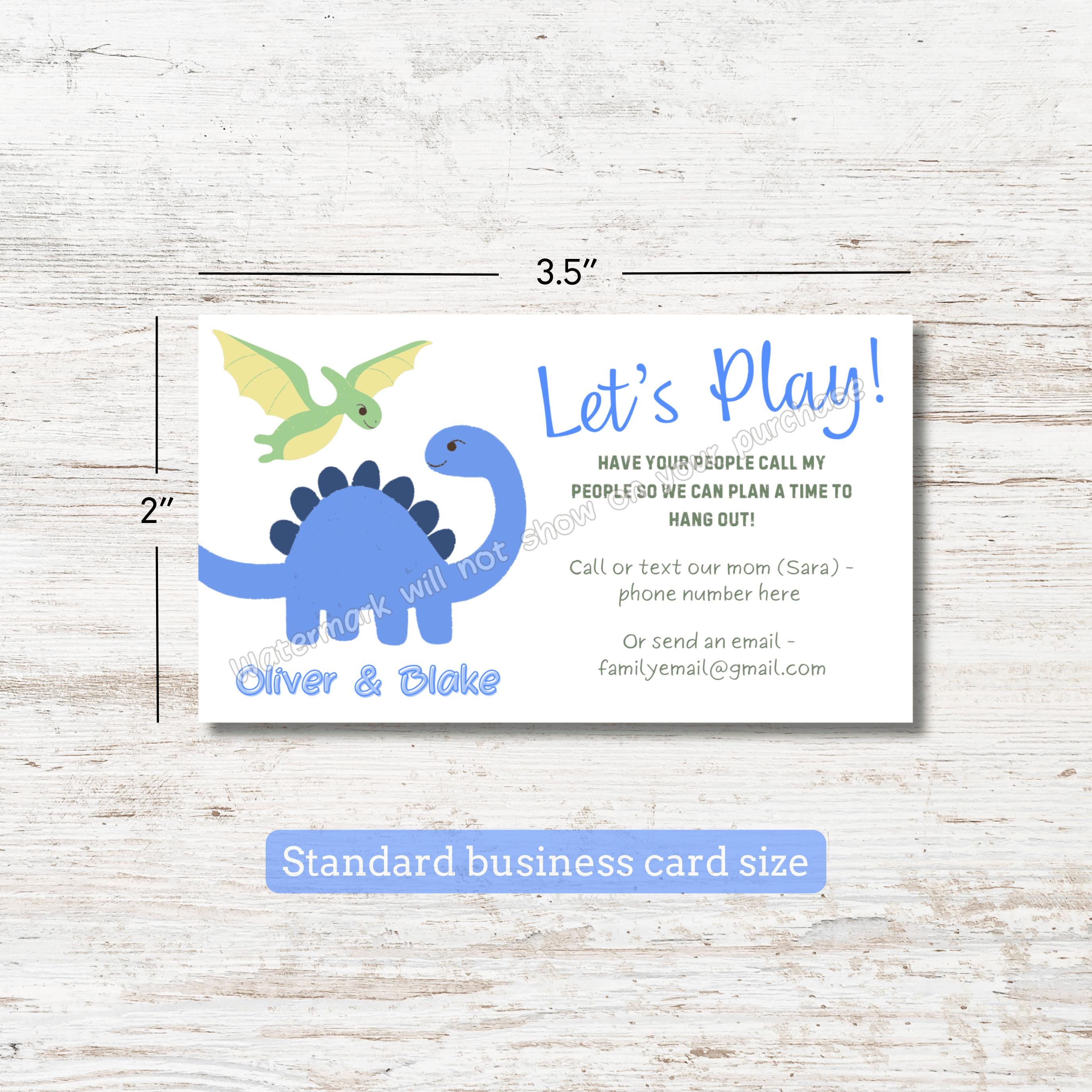 Editable Printable Contact Cards | Playdate Boys Calling Cards | Kids ...