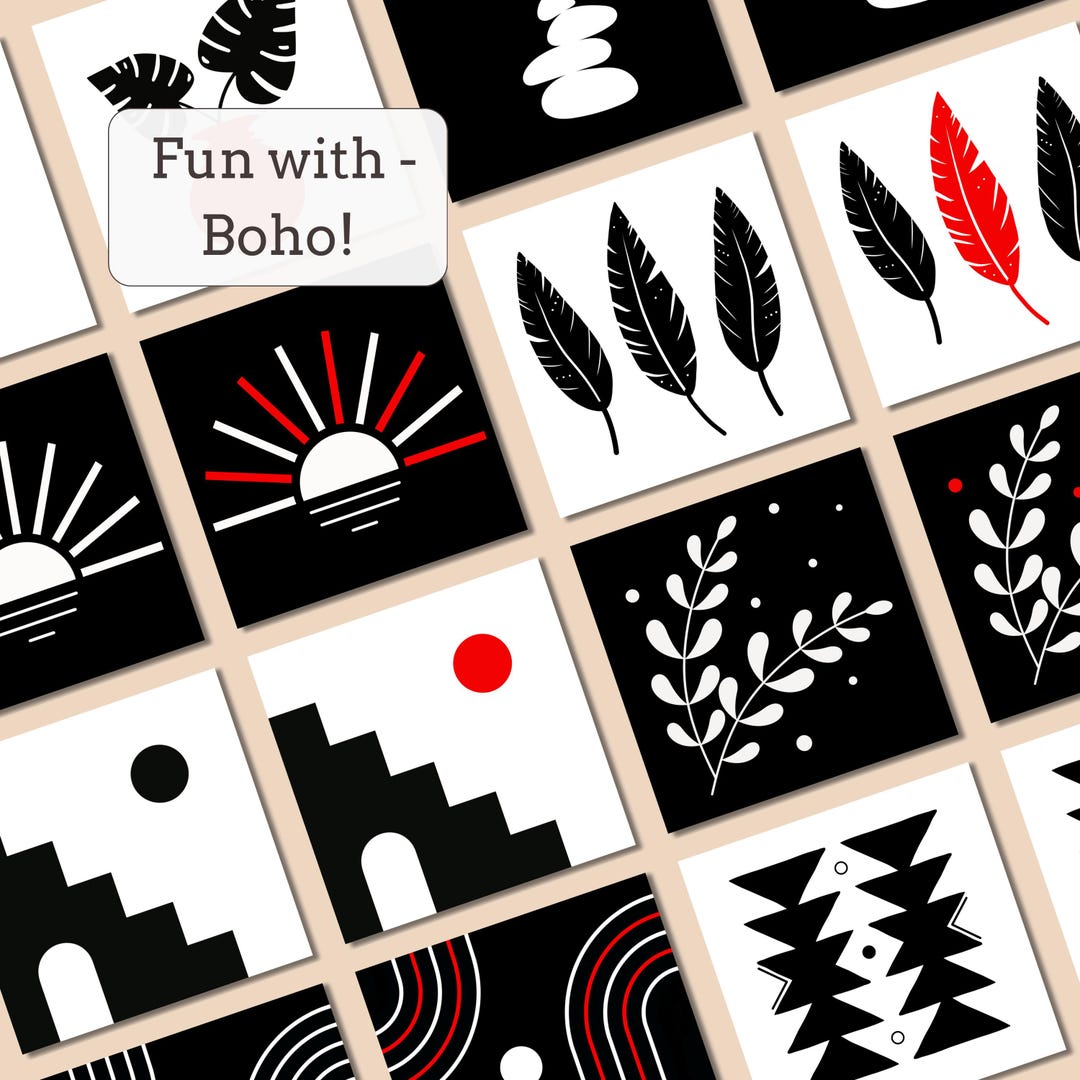 High Contrast Cards- Sensory Cards- Black and White- Montessori- Baby ...