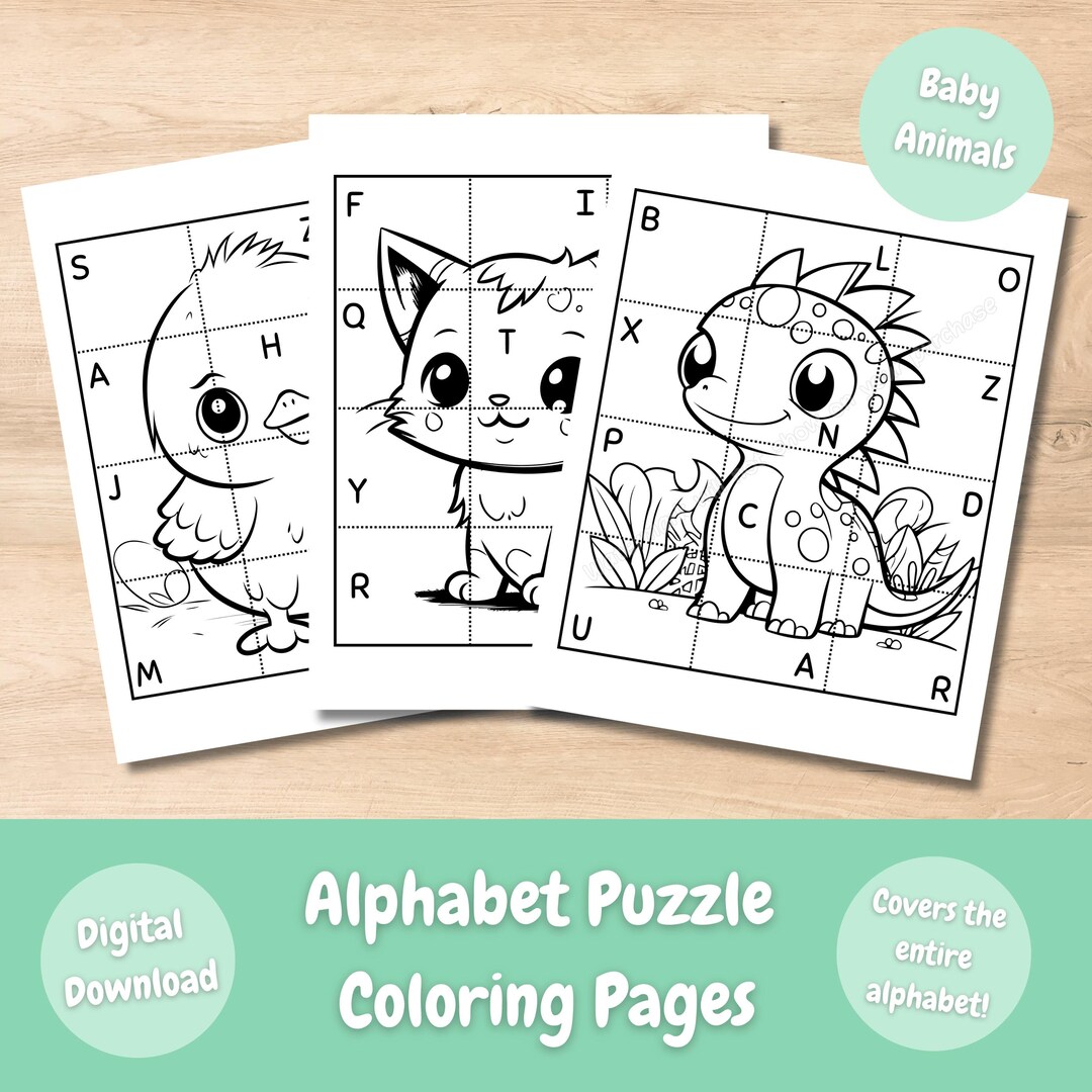 Animal Alphabet Puzzles Coloring Pages | Preschool Learning (digital ...