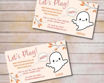 Editable Printable Contact Cards Playdate Girls Calling Cards Kids ...