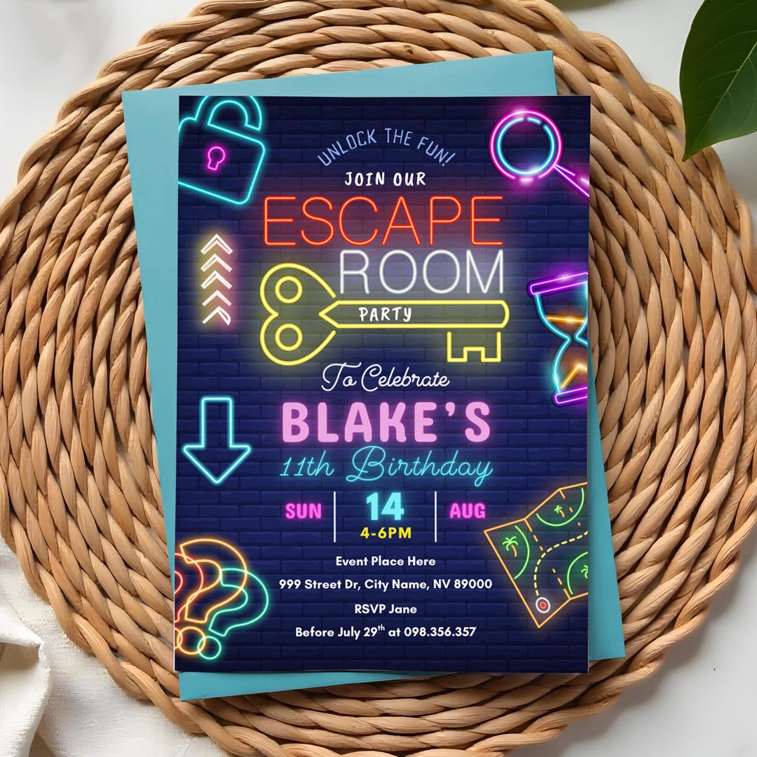 Escape Room Birthday Invitation Template Teenbirthday Invitation Escape ...