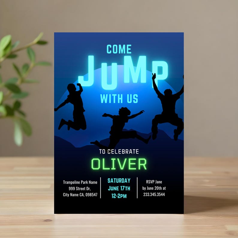 Trampoline Park Birthday Invitation Template Jumping Party Invitation ...