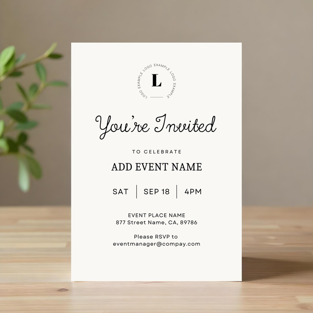 Minimalist Business Event Invitation Template: Editable Printable ...