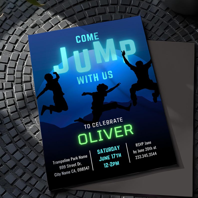 Trampoline Park Birthday Invitation: Editable Jumping Party Invite ...