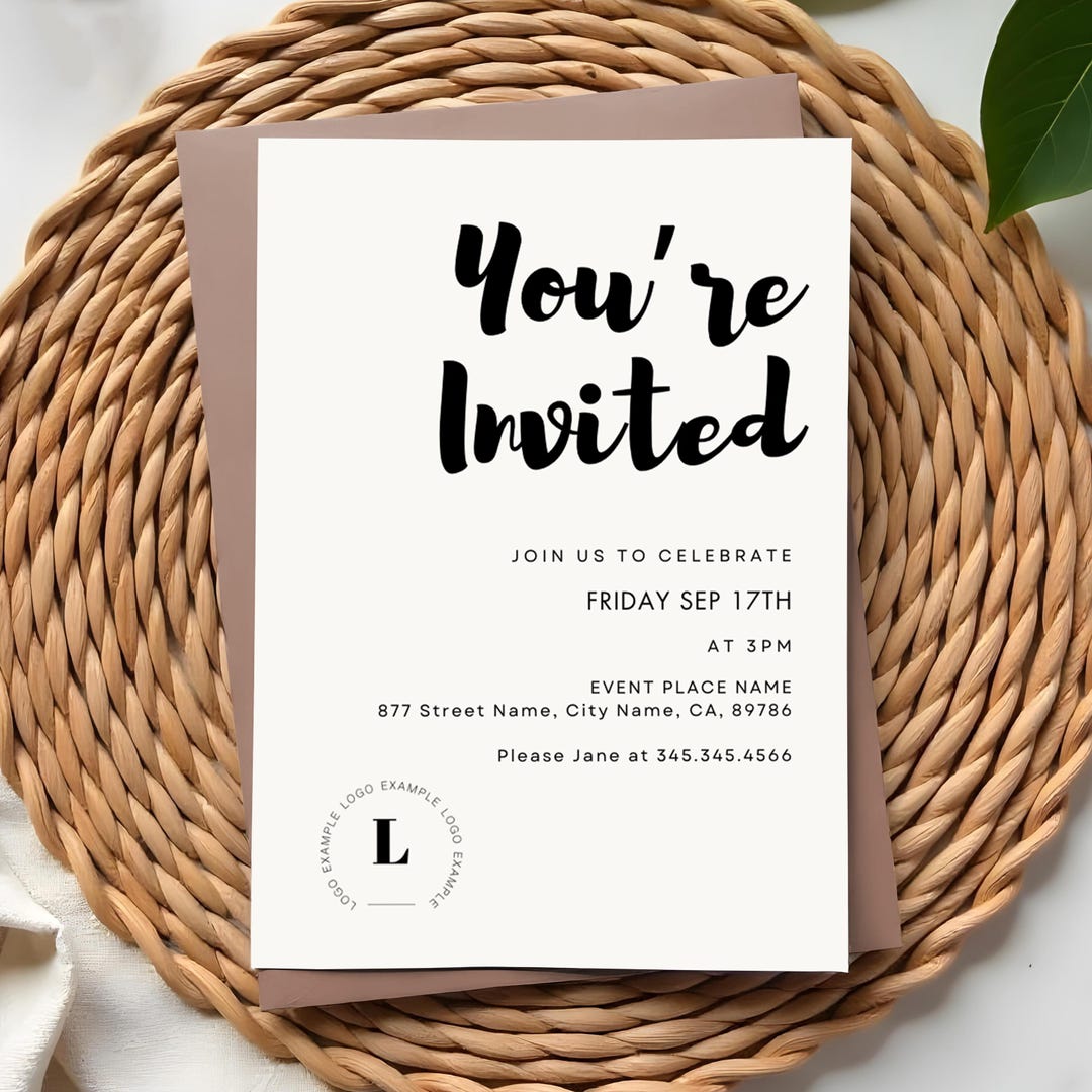 Editable Corporate Event Invitation Template: Minimalist Business Party ...
