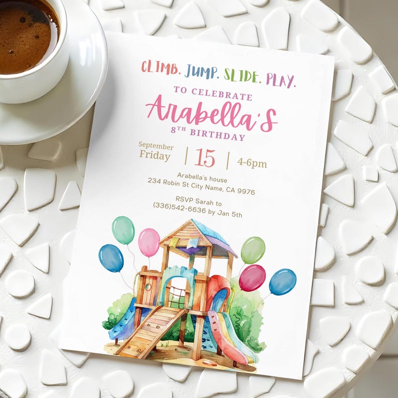 Playground Birthday Invitation Template: Editable Park Party (digital ...