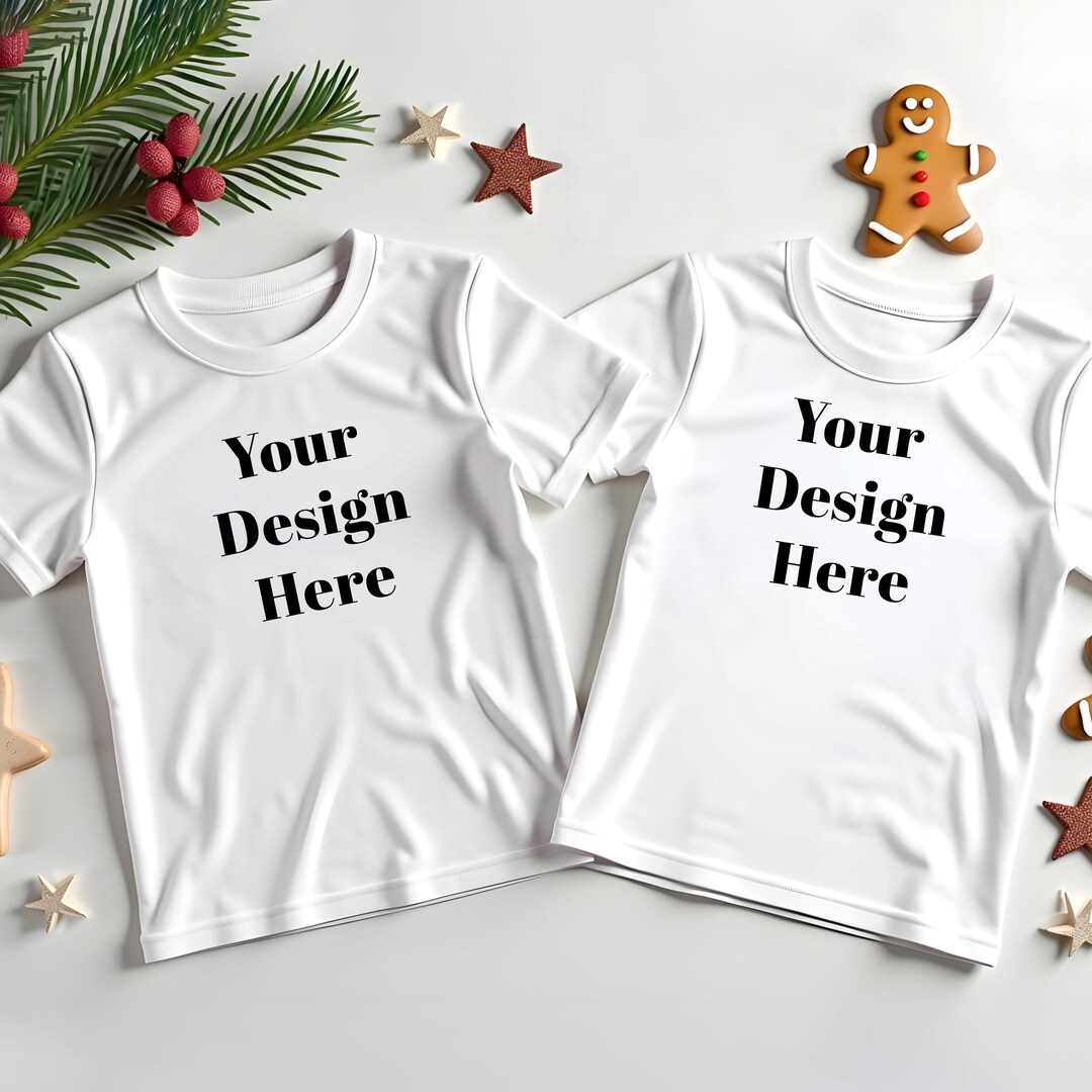 Kids Matching Shirts Mockup Christmas Theme Group T-shirts Mock Ups ...