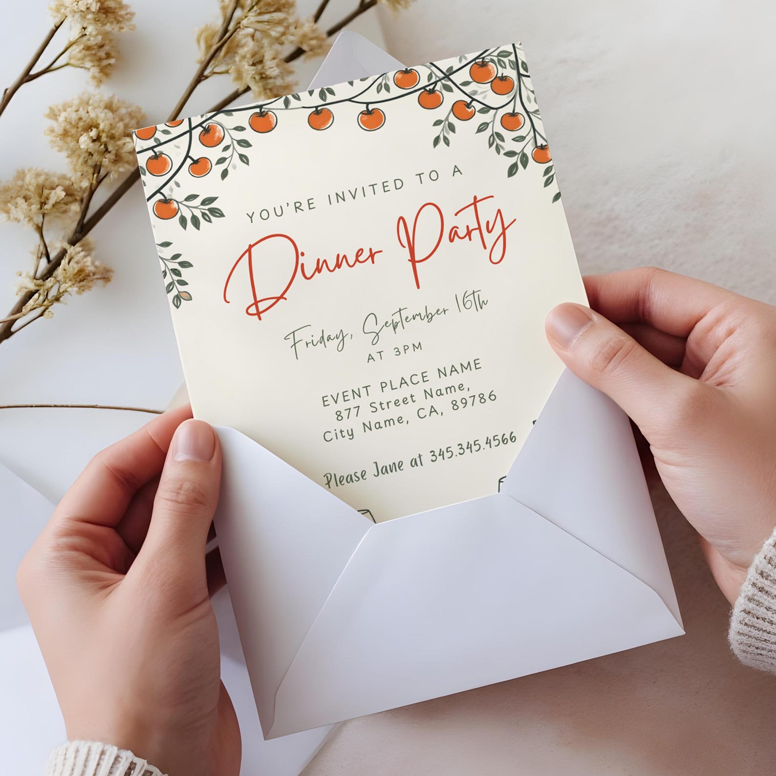 Cute Dinner Party Invitation Template Summer BBQ Invitation Editable ...