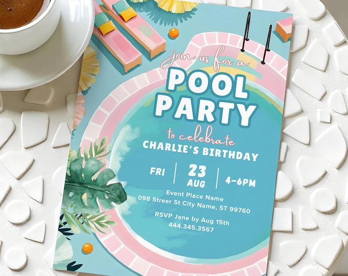 Teenage Pool Party Invitation | Pool Party Digital Invite for Teenagers ...
