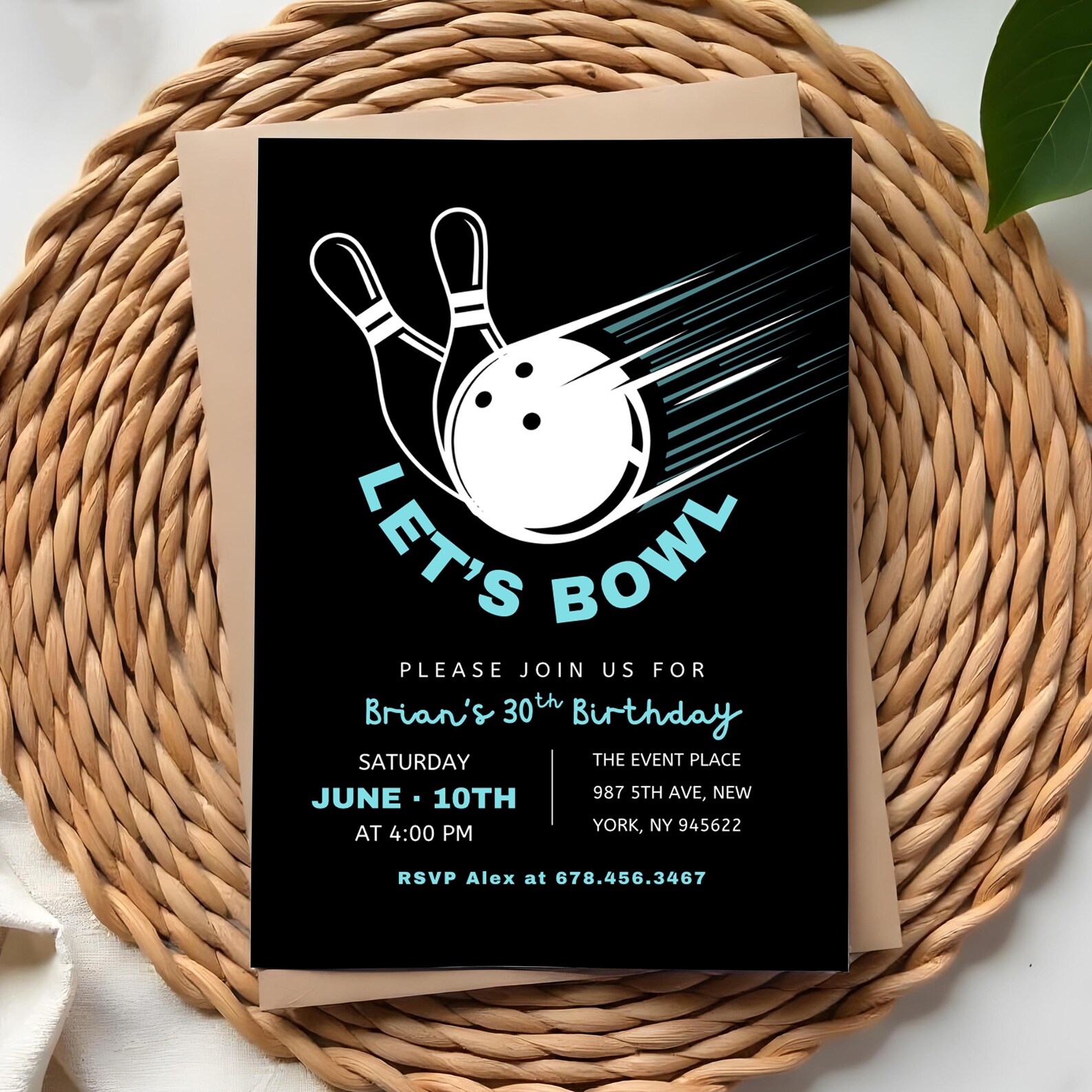 Bowling Birthday Party Invitation: Editable Digital Template - Etsy