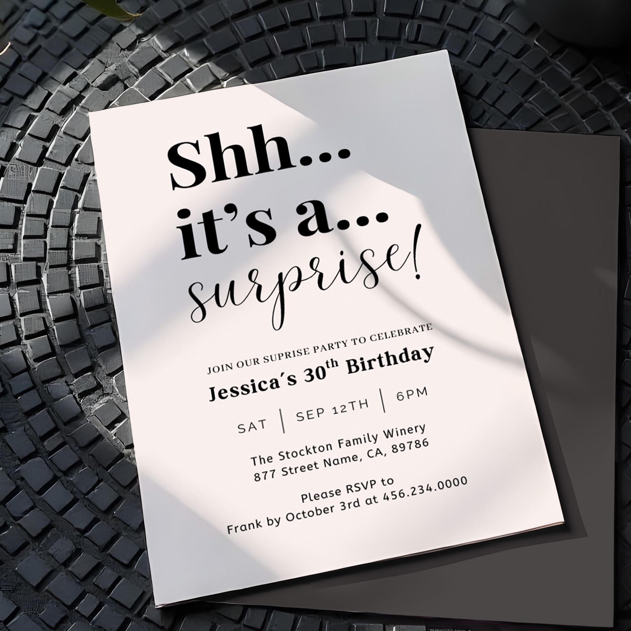Shhh It's a Surprise Party Invitation Template Blush for Women's ...