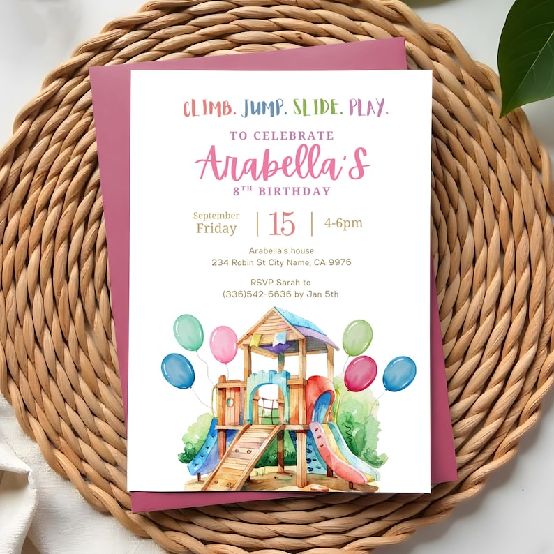 Playground Birthday Invitation Template: Editable Park Party (digital ...