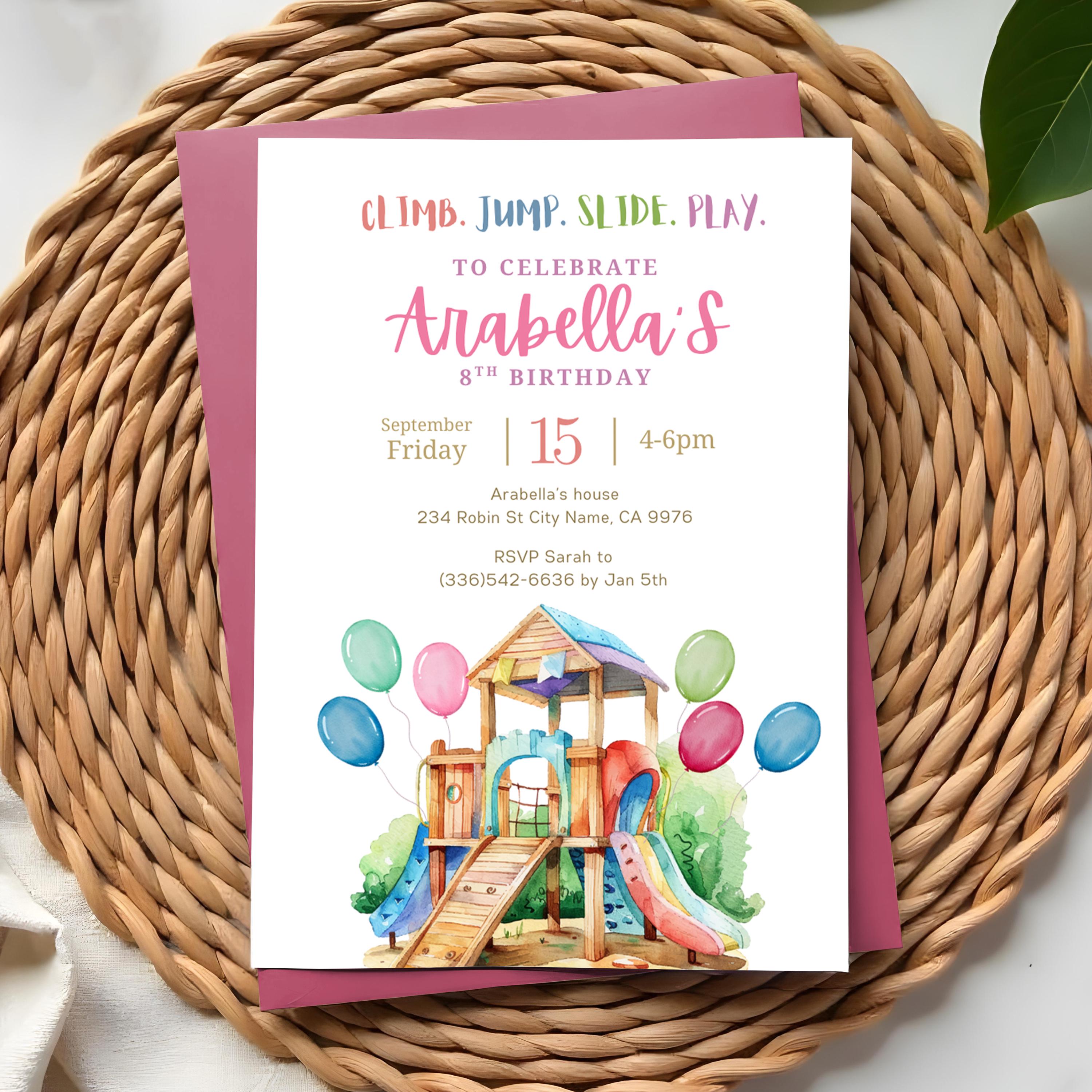 Playground Birthday Invitation Template: Editable Park Party (digital ...