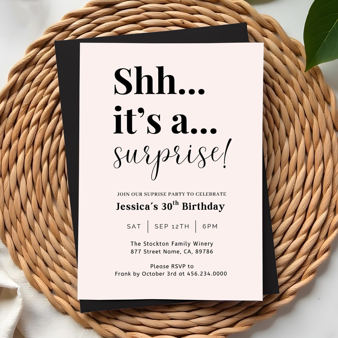 Shhh It's a Surprise Party Invitation Template Blush for Women's ...