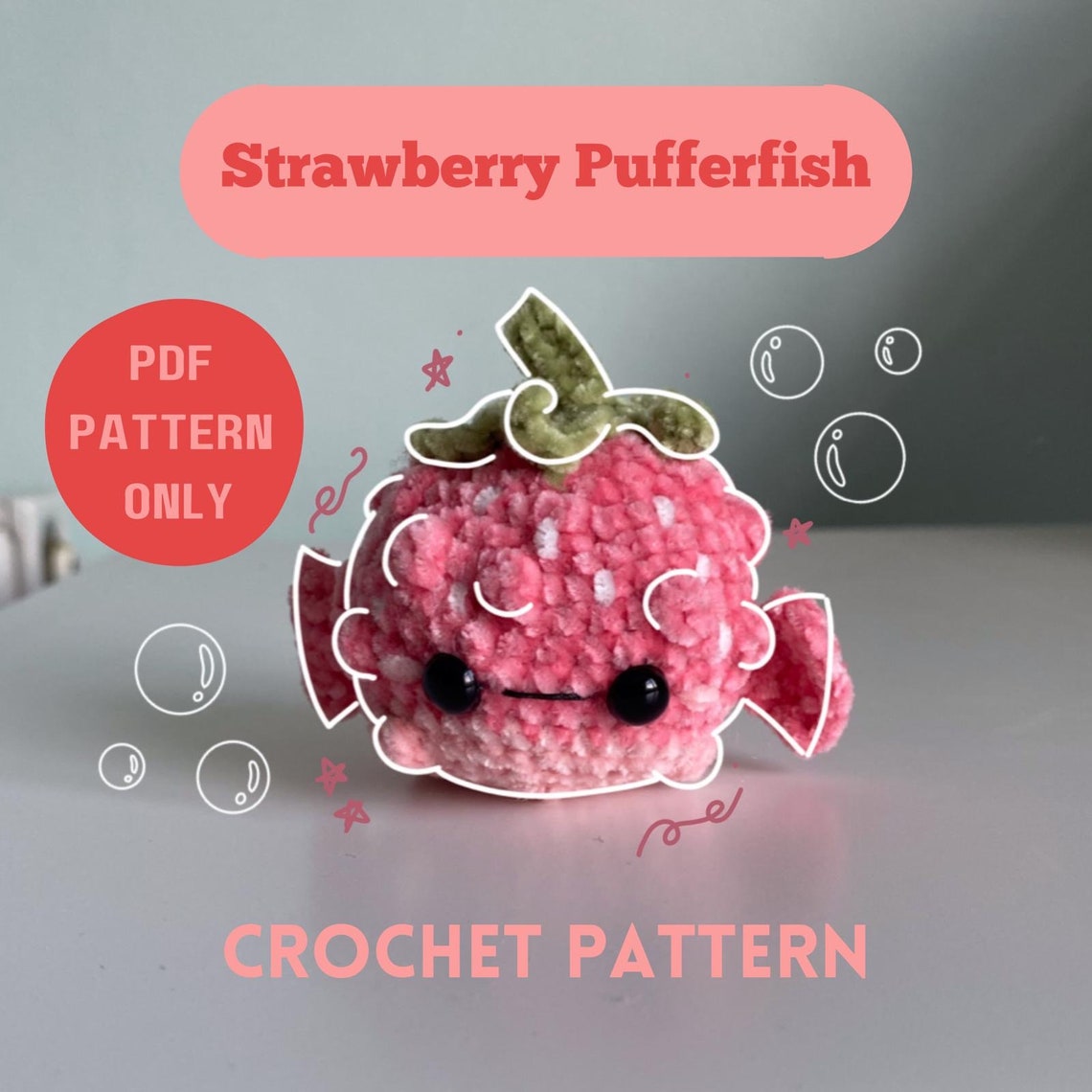 Strawberry Pufferfish Crochet Pattern PDF PATTERN ONLY - Etsy