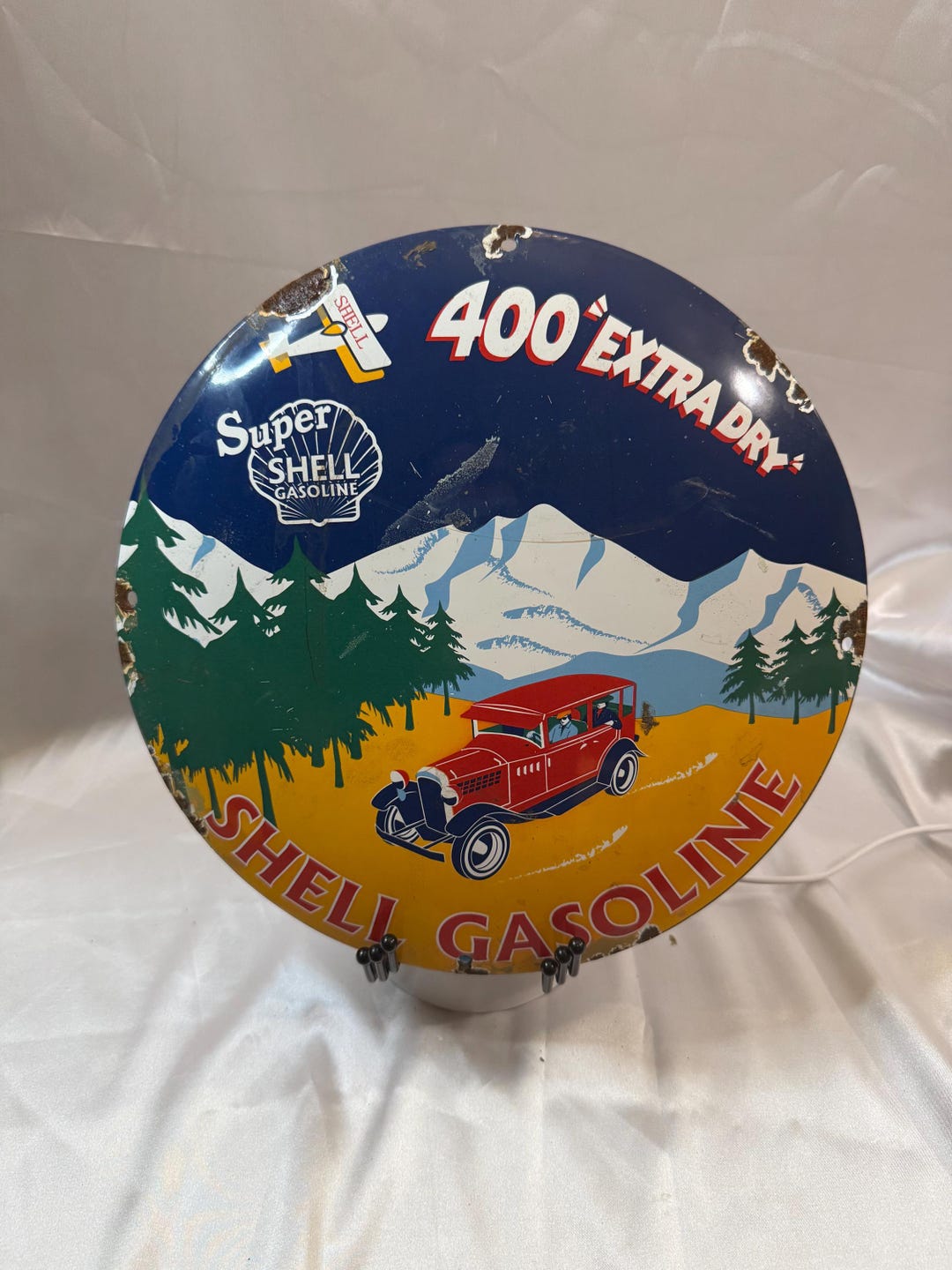 Vintage Rare SHELL GASOLINE "400 Extra Dry" Metal Porcelain COATED Sign ...