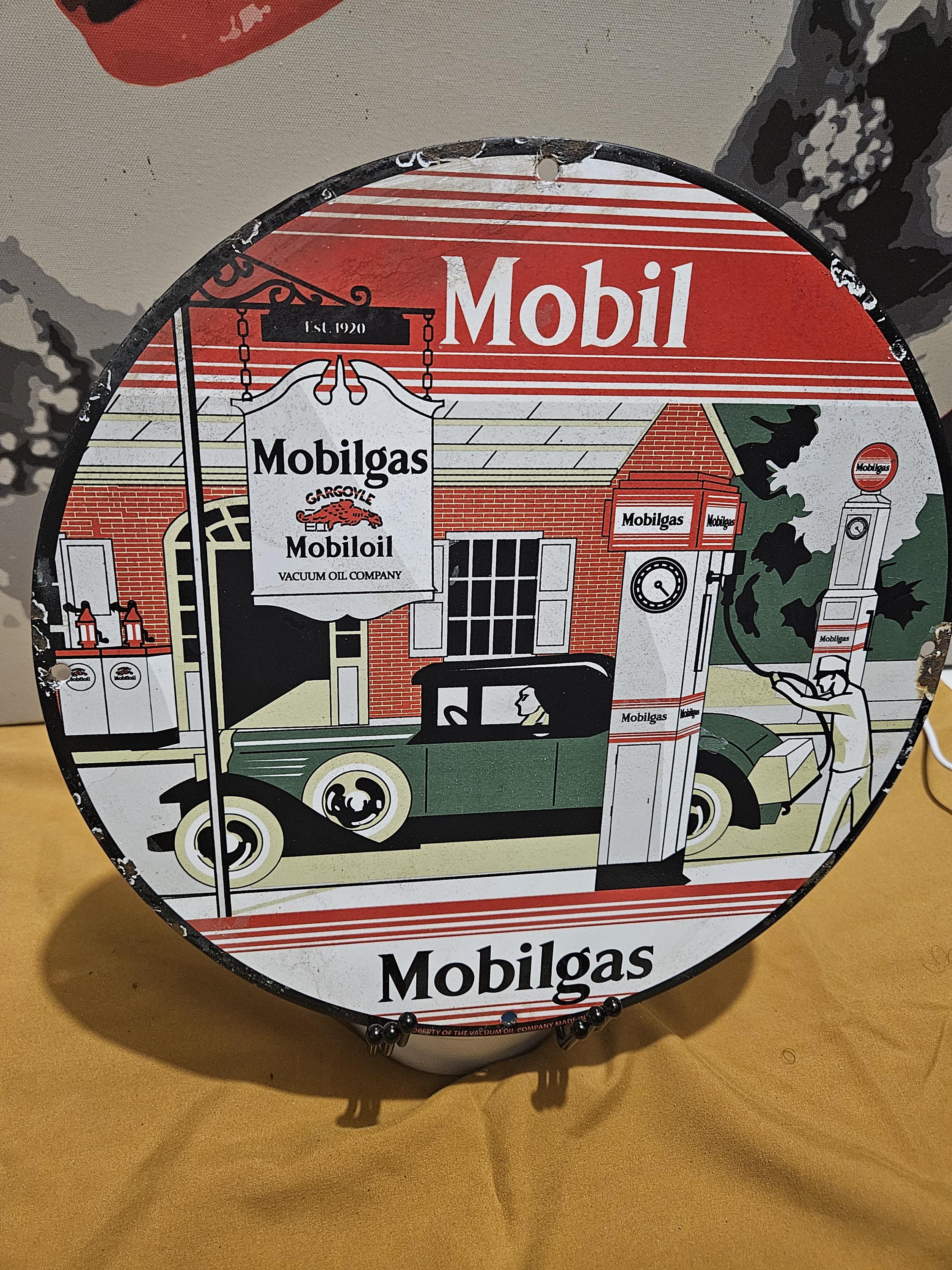 Mobil Gas Porcelain Sign Gas Pump Oil Garage GARGOYLE - Etsy