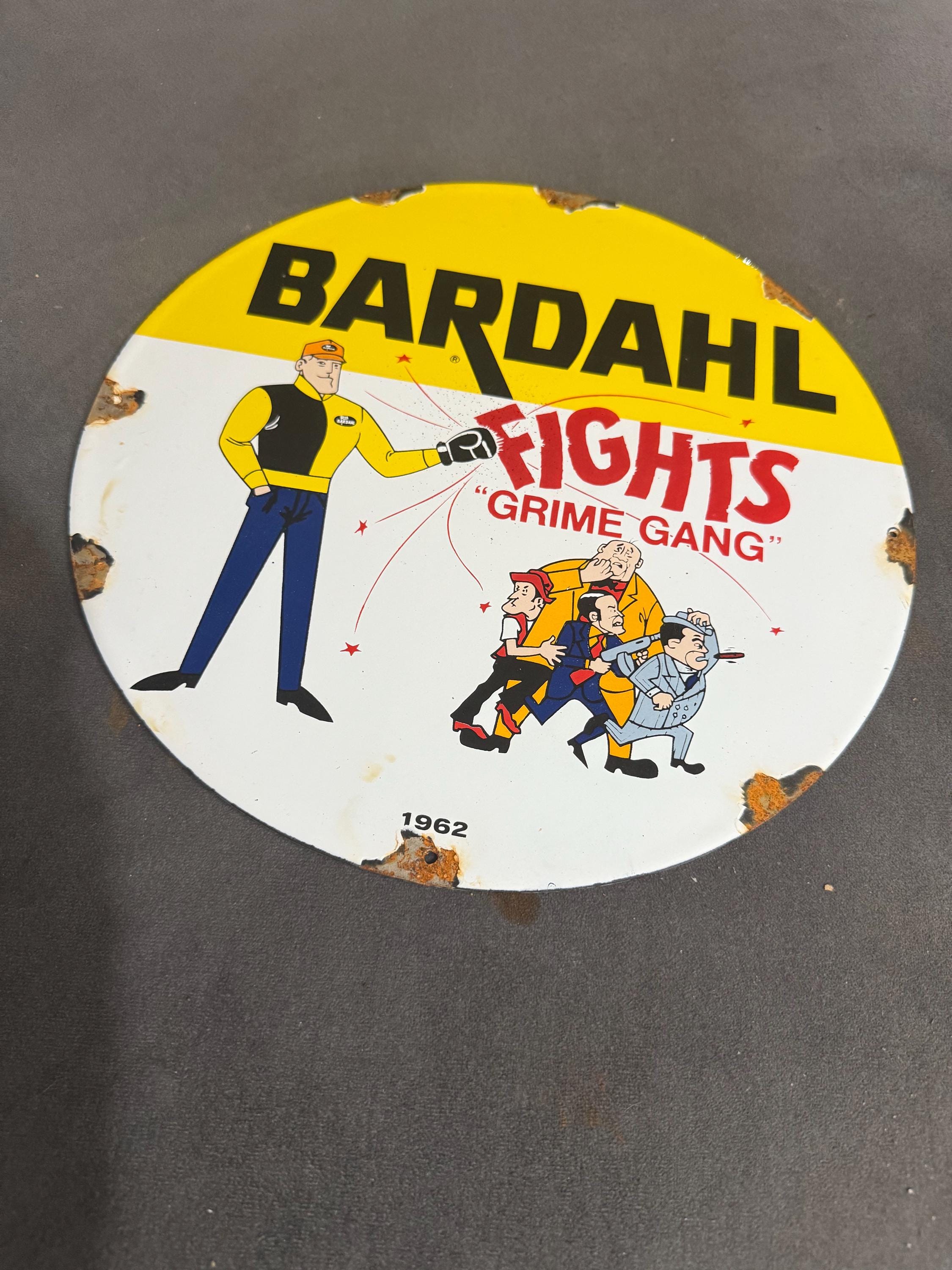 VINTAGE 12 in BARDAHL Fight Grime Gang ADV. Sign Metal Porcelain - Etsy