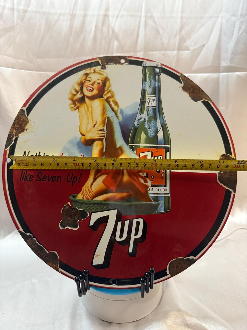 Vintage 7-UP Porcelain Enamel Sign Service Station Pump Plate - Etsy