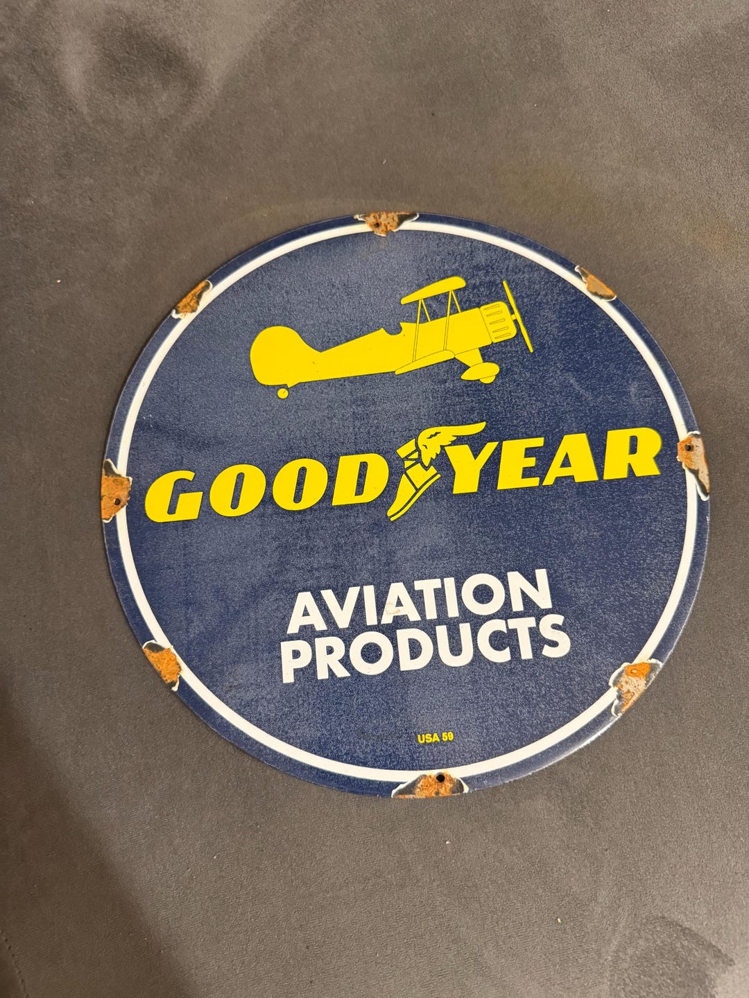 VINTAGE Goodyear Porcelain Sign Aviation Tires Rubber PRODUCTS ...
