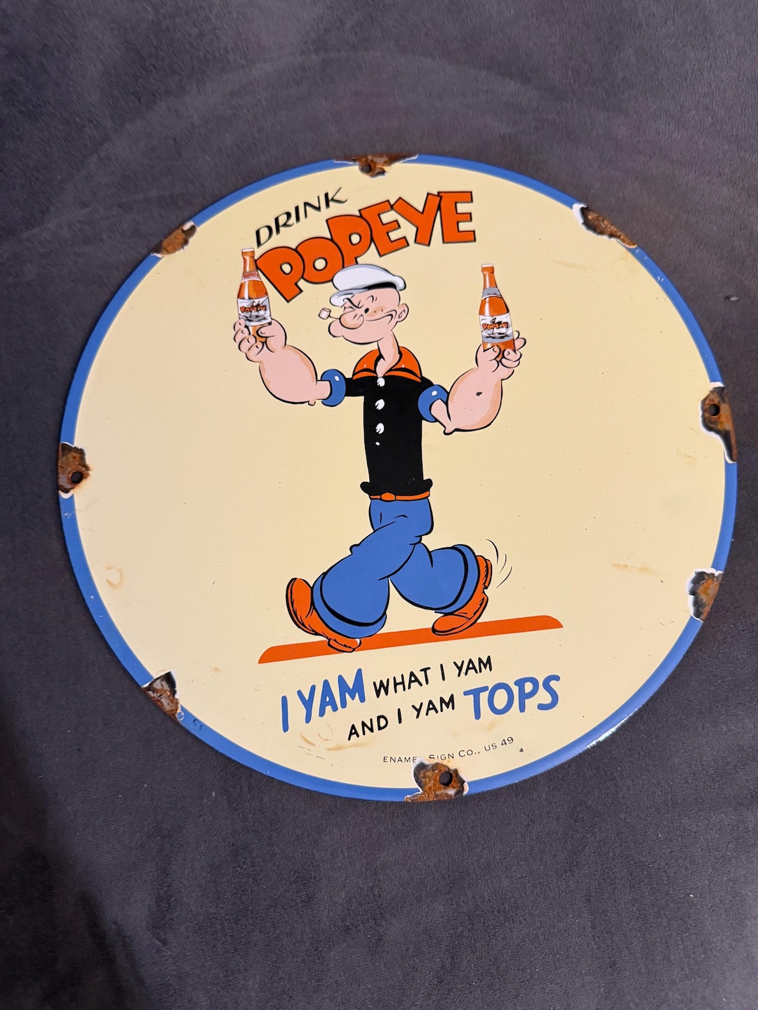 Vintage Drink Popeye 12inch Porcelain Metal Sign - Etsy