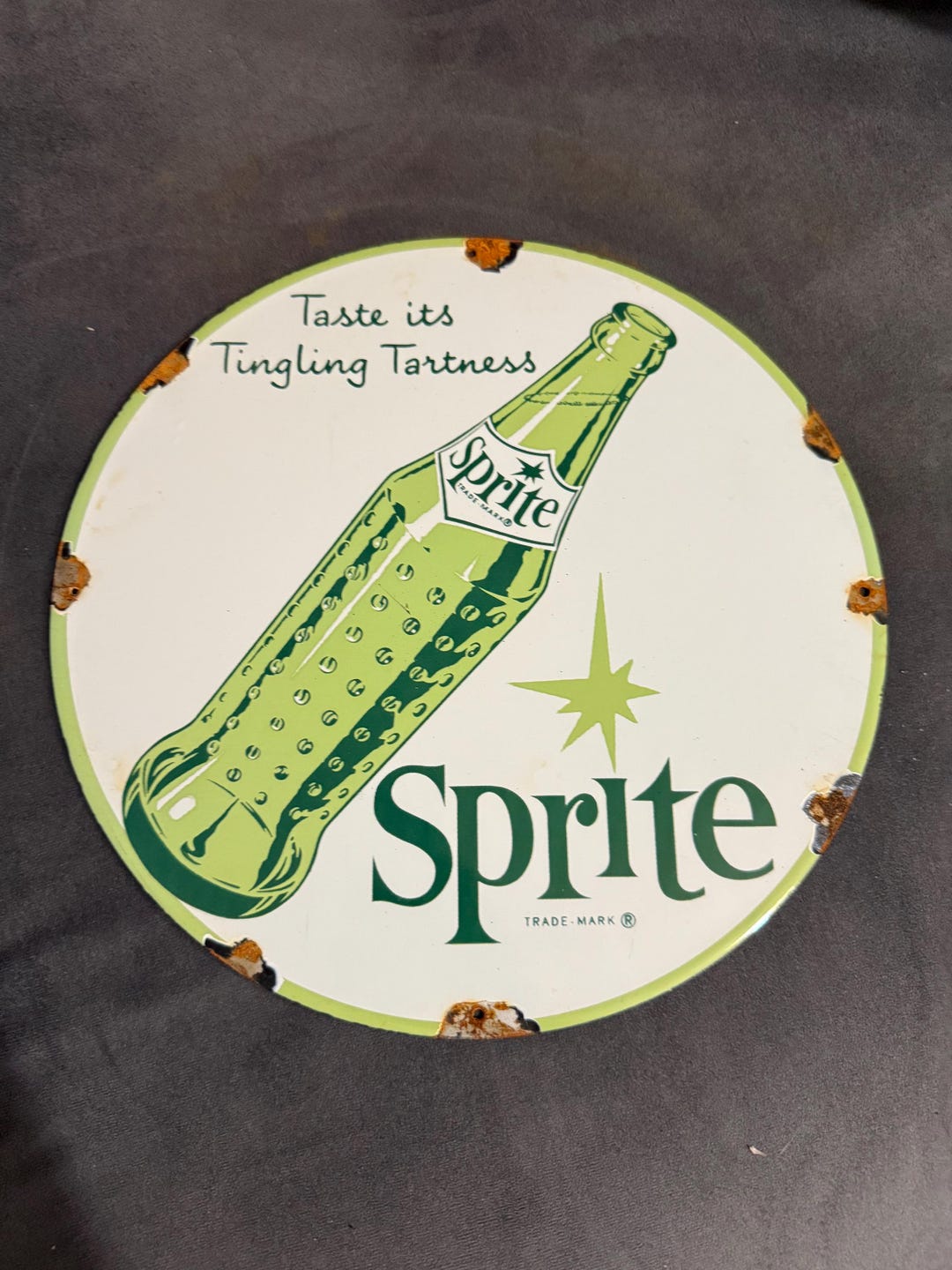 Vintage Sprite Porcelain Sign - Gas Pump Plate Service Cola Soda ...