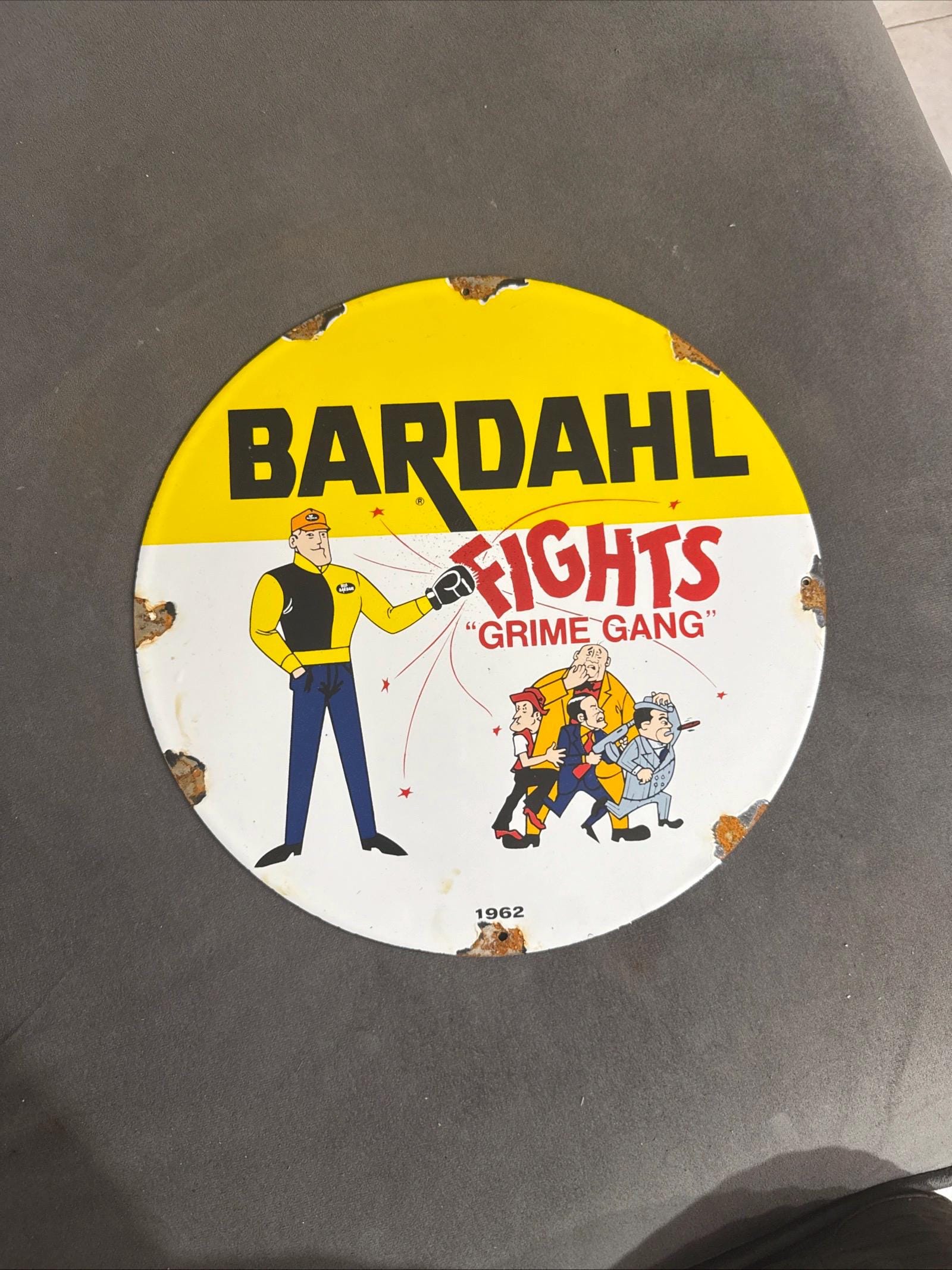 VINTAGE 12 in BARDAHL Fight Grime Gang ADV. Sign Metal Porcelain - Etsy