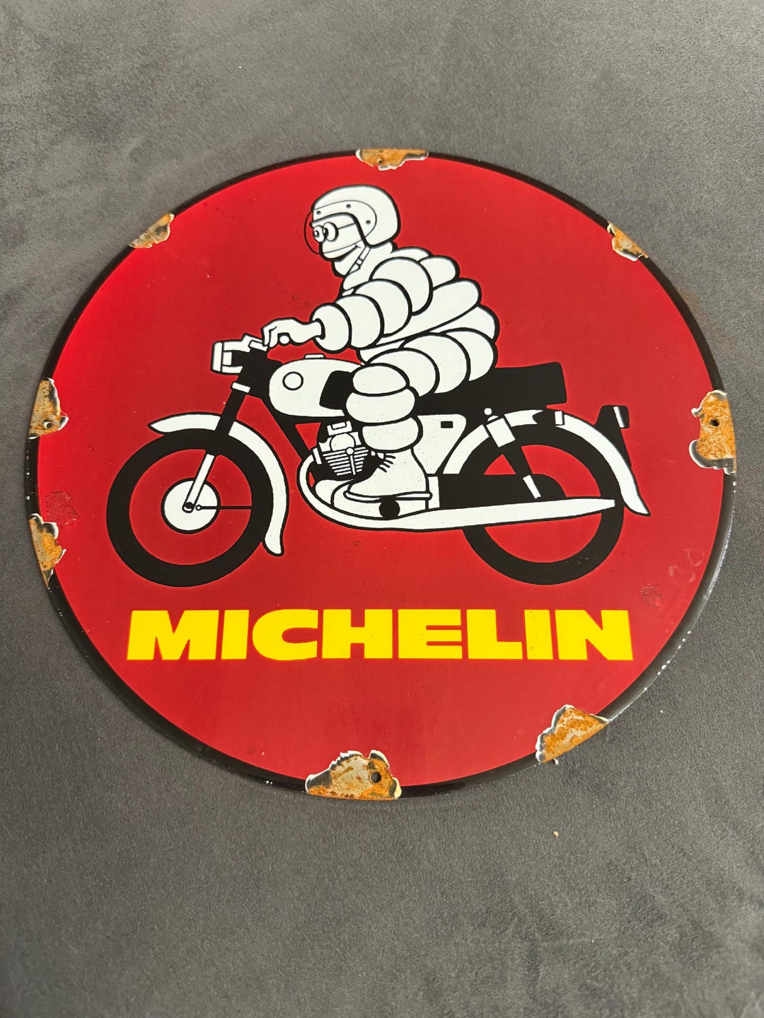 Vintage Porcelain Michelin Metal Sign Plate Size 12 Inch Round.. - Etsy