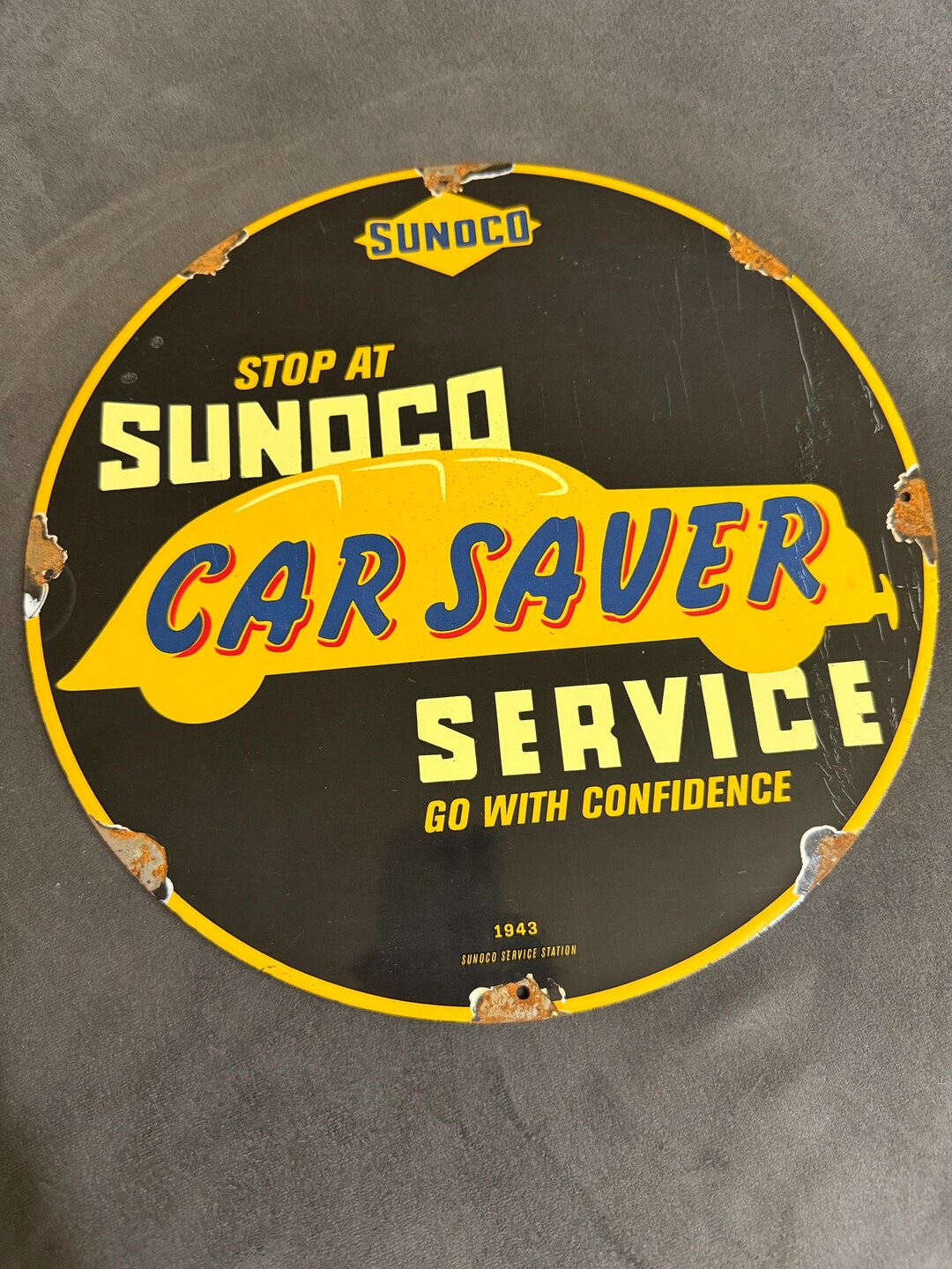 Vintage SUNOCO Car Saver Advertising Sign Mirror - Etsy