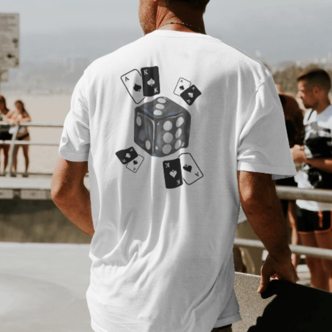 Dice Graphics T-shirt, Cards Graphics T-shirt, Retro Dice T-shirt ...