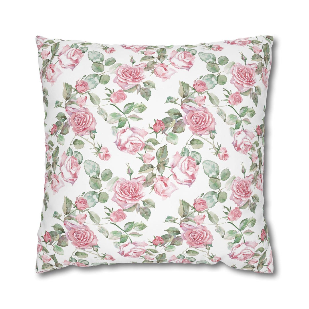 Pink Floral Throw Pillowcase, Elegant Shabby Chic Spring Gift, English ...