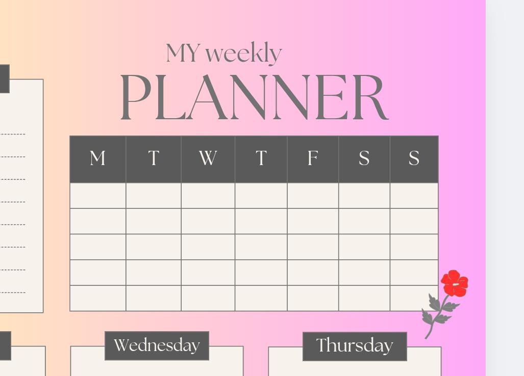 Weekly Digital Planner Floral Design Organiser Fun and Fresh Flower - Etsy