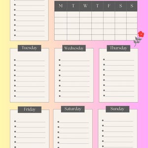 Weekly Digital Planner Floral Design Organiser Fun and Fresh Flower - Etsy