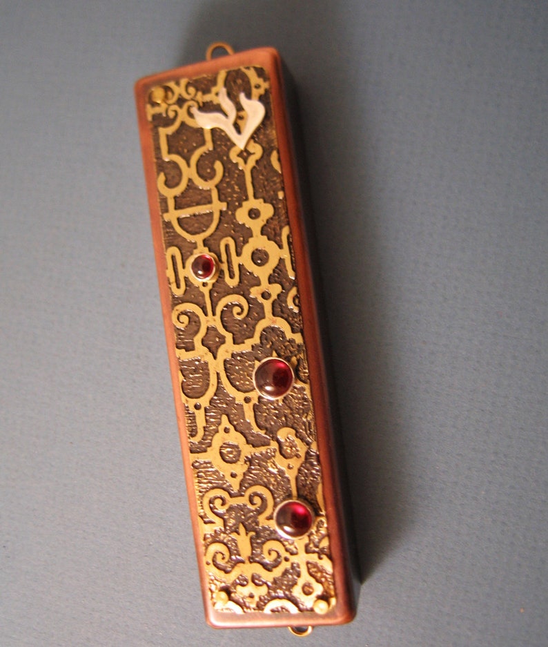 Moroccan Style Jewish Mezuzah in Copper Brass and Silver With - Etsy