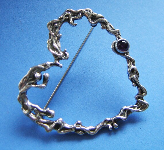Valentine's Heart Brooch With Gemstone Sterling Silver - Etsy