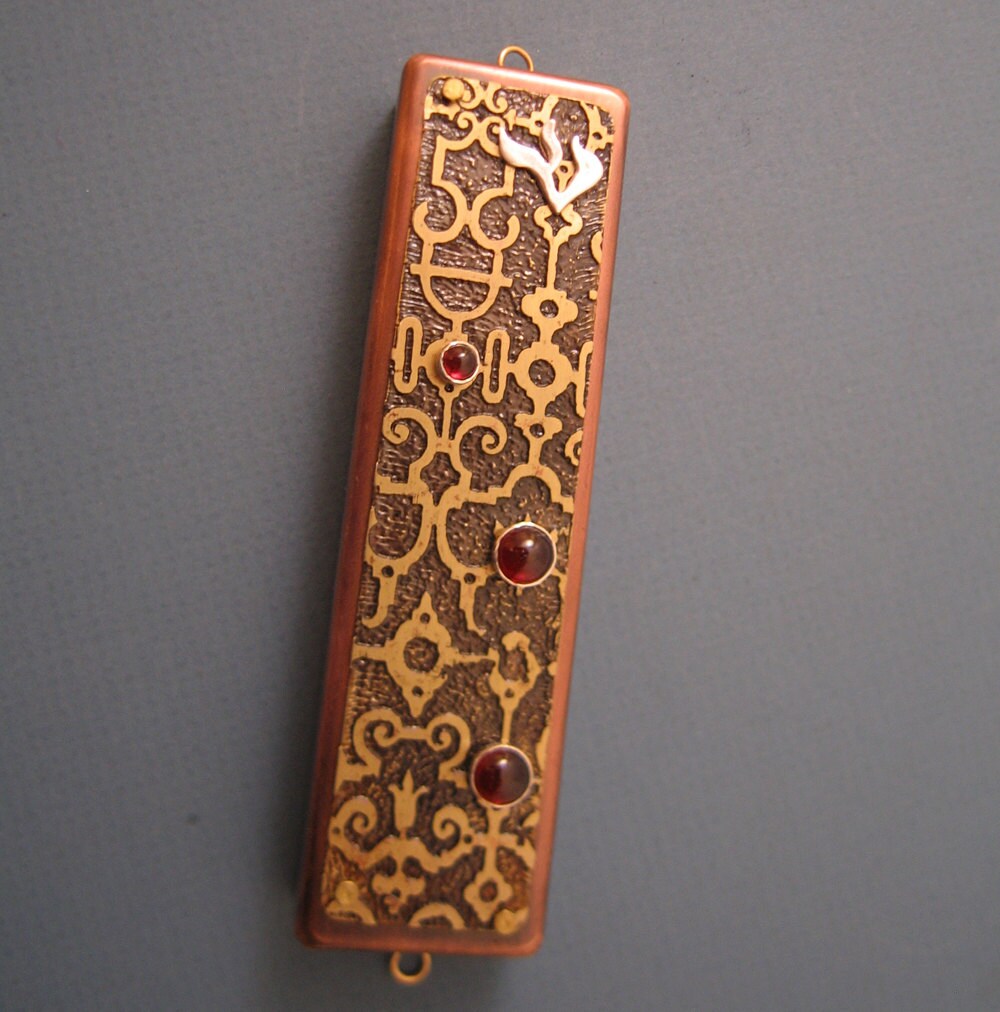 Moroccan Style Jewish Mezuzah in Copper Brass and Silver With - Etsy