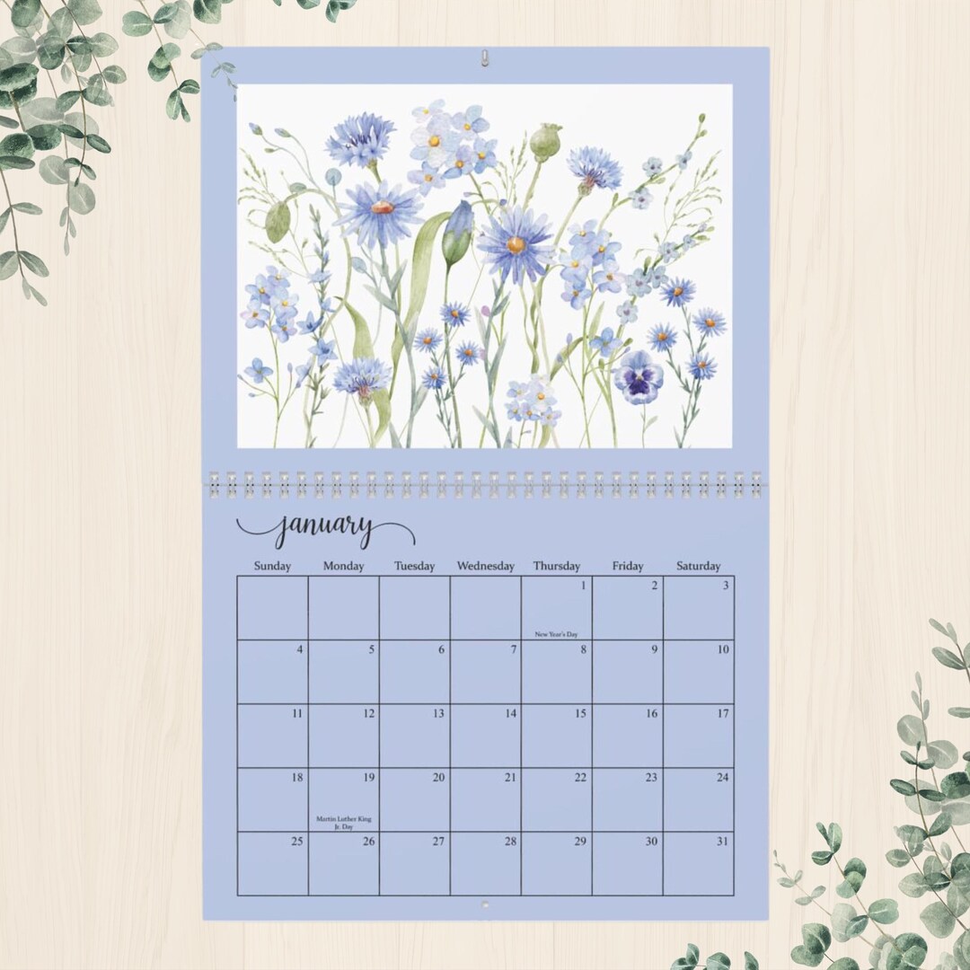 Floral Wall Calendar 2026: Wildflower Watercolor Floral Art Designs ...