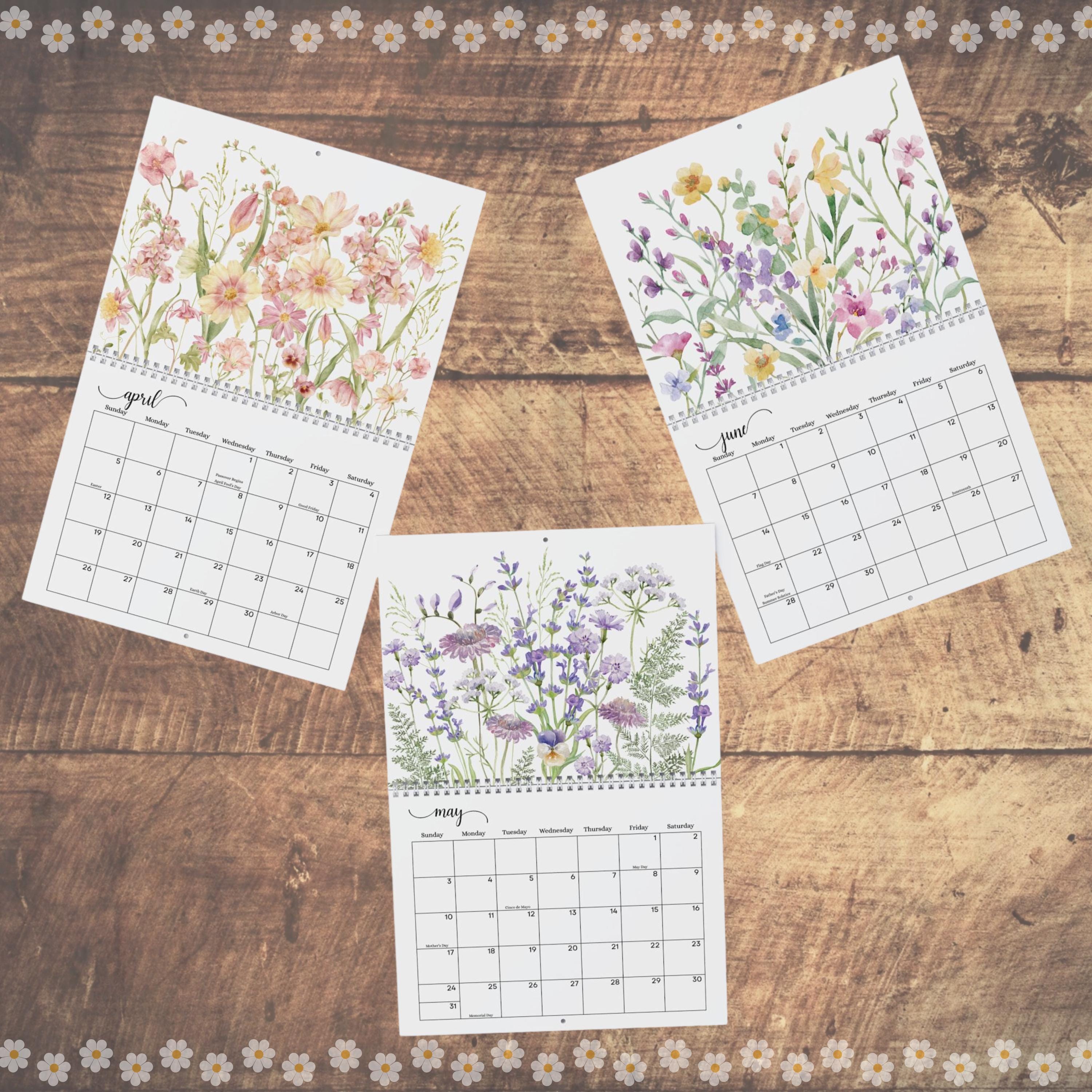 Floral Wall Calendar 2026: Wildflower Watercolor Art Designs ...