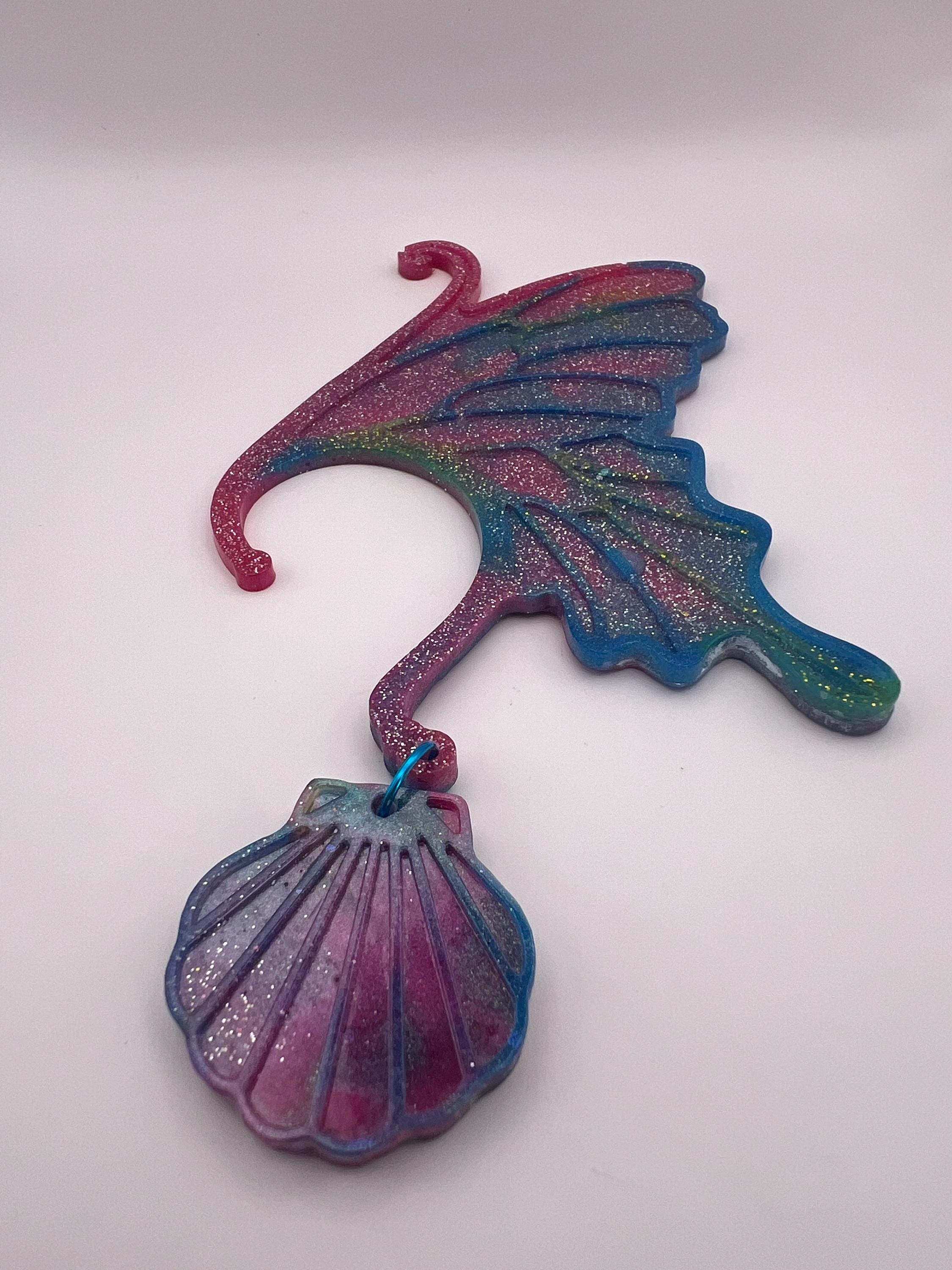 Sparkling Mermaid Shell Ear Cuff Wraps | Multicolored Resin Wing ...