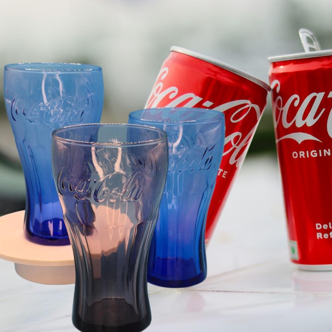 Mid-century Coca-cola Bell Glasses, Cobalt Blue & Purplish Set - Etsy