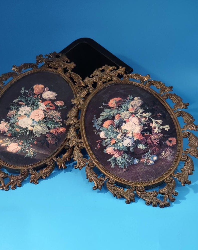 Vintage Ornate Italian Frames With Floral Photographs Elegant Home ...