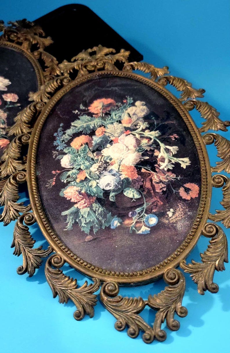 Vintage Ornate Italian Frames With Floral Photographs Elegant Home ...