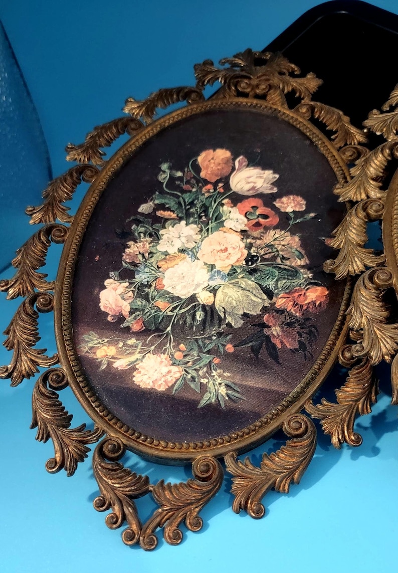 Vintage Ornate Italian Frames With Floral Photographs Elegant Home ...
