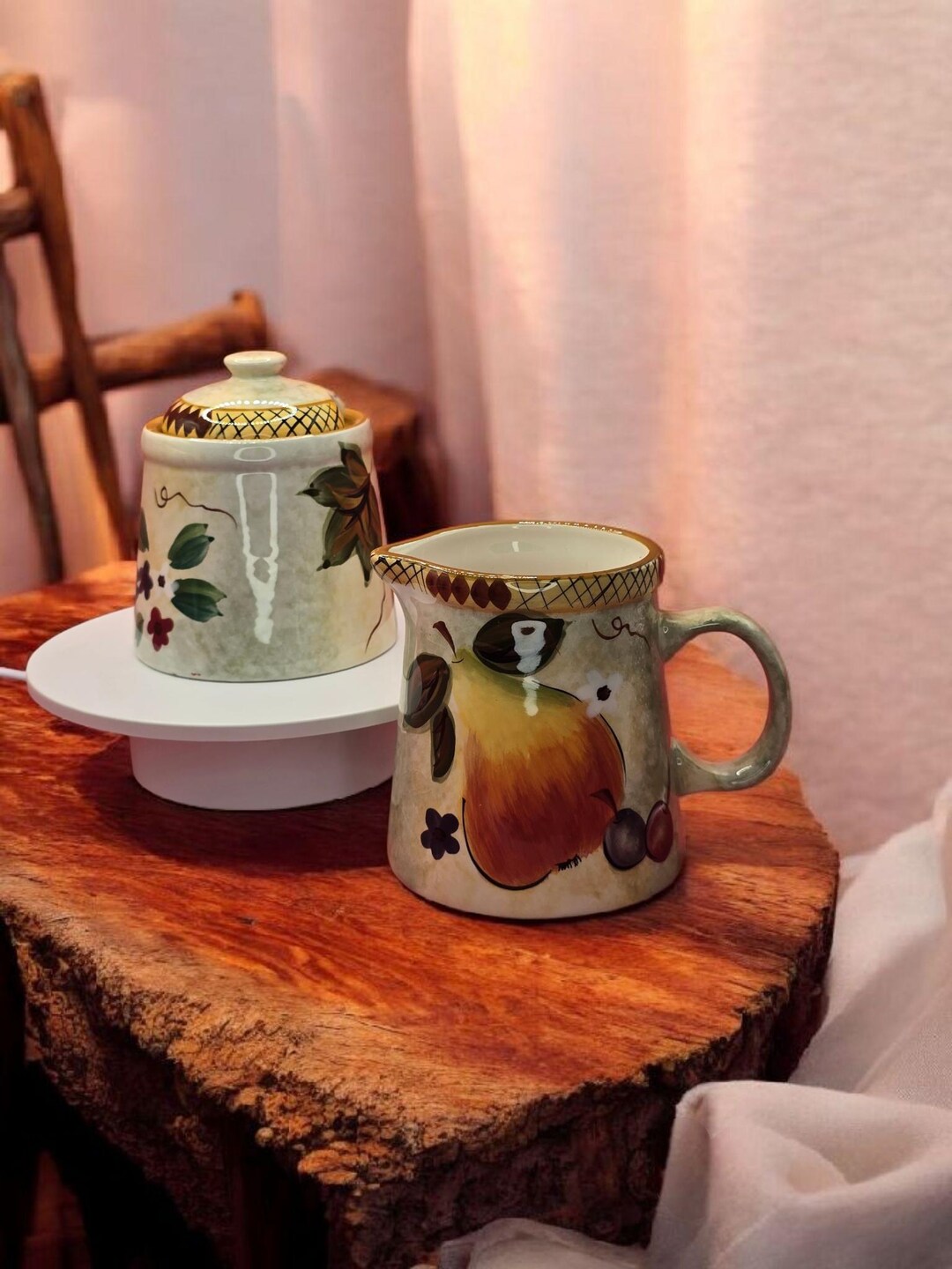 Mid-century Ceramic Sugar Canister and Creamer Pitcher: Retro Kitchen ...