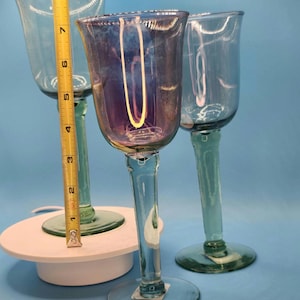 Vintage Set of 3 Aqua Stem Wine Glasses – Seafoam Green, Mediterranean ...