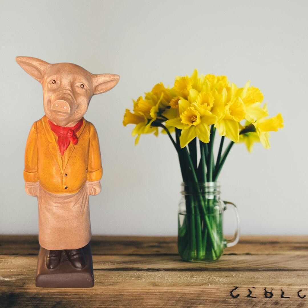 Mid-century French Chef Pig Figurine - Heavy Resin 10" - Whimsical ...