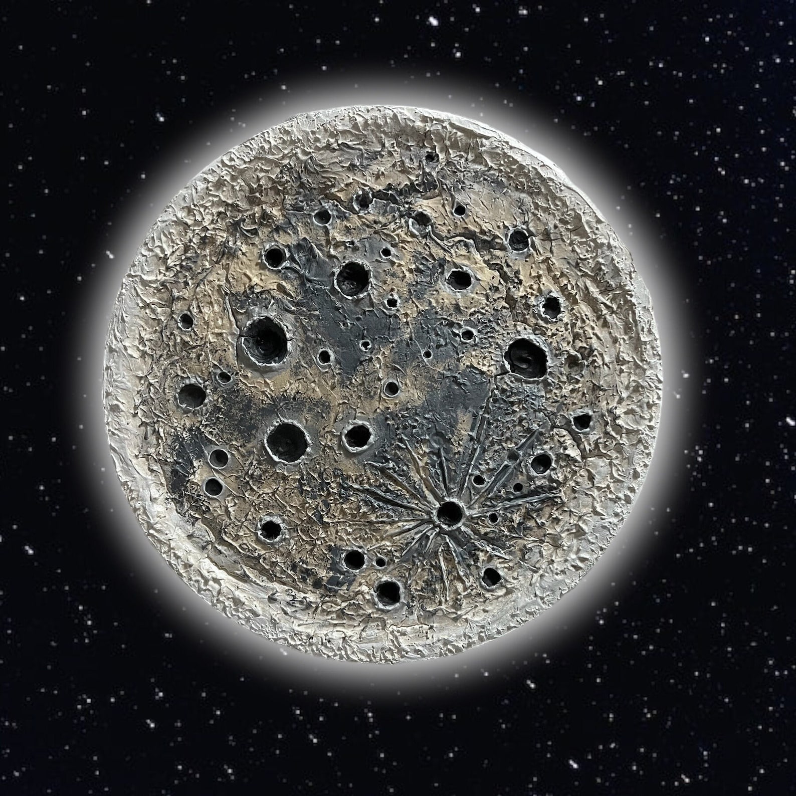 Textured Wall Art Moon| Plaster Wall Art Moon| Moon Wall Art With Led ...