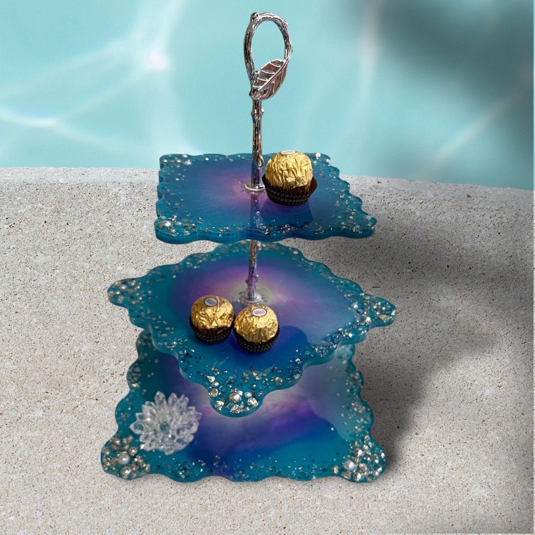 3 Tier Resin Cake Plate | Unique Wedding Cake Stand | Handmade ...