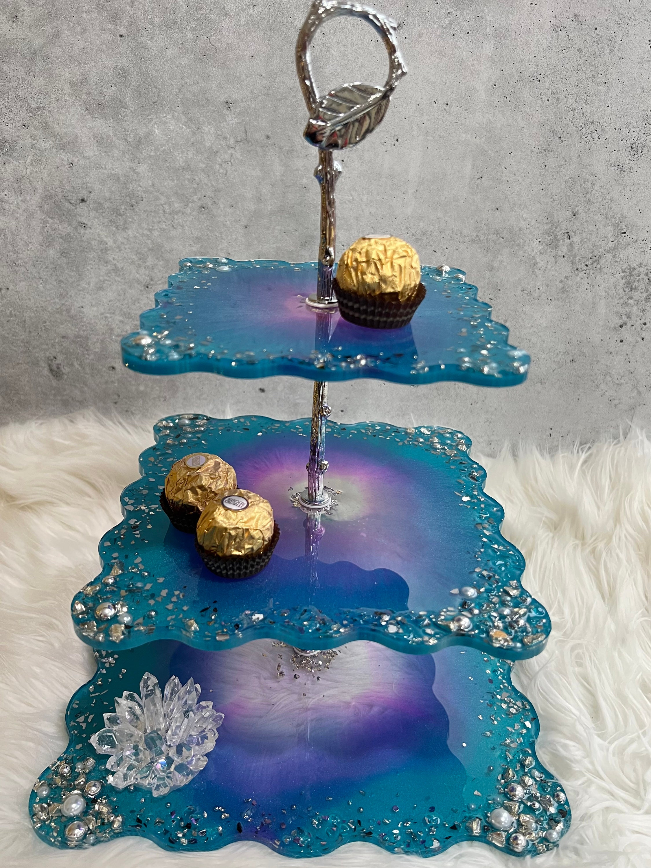 3 Tier Resin Cake Plate Unique Wedding Cake Stand Handmade Decorative ...